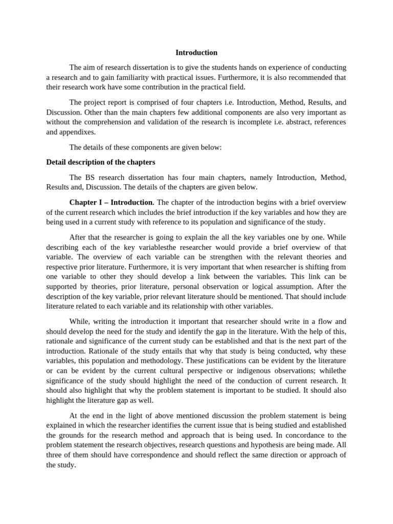 BS Research Dissertation Structure Guide | PDF | Statistics | Survey ...
