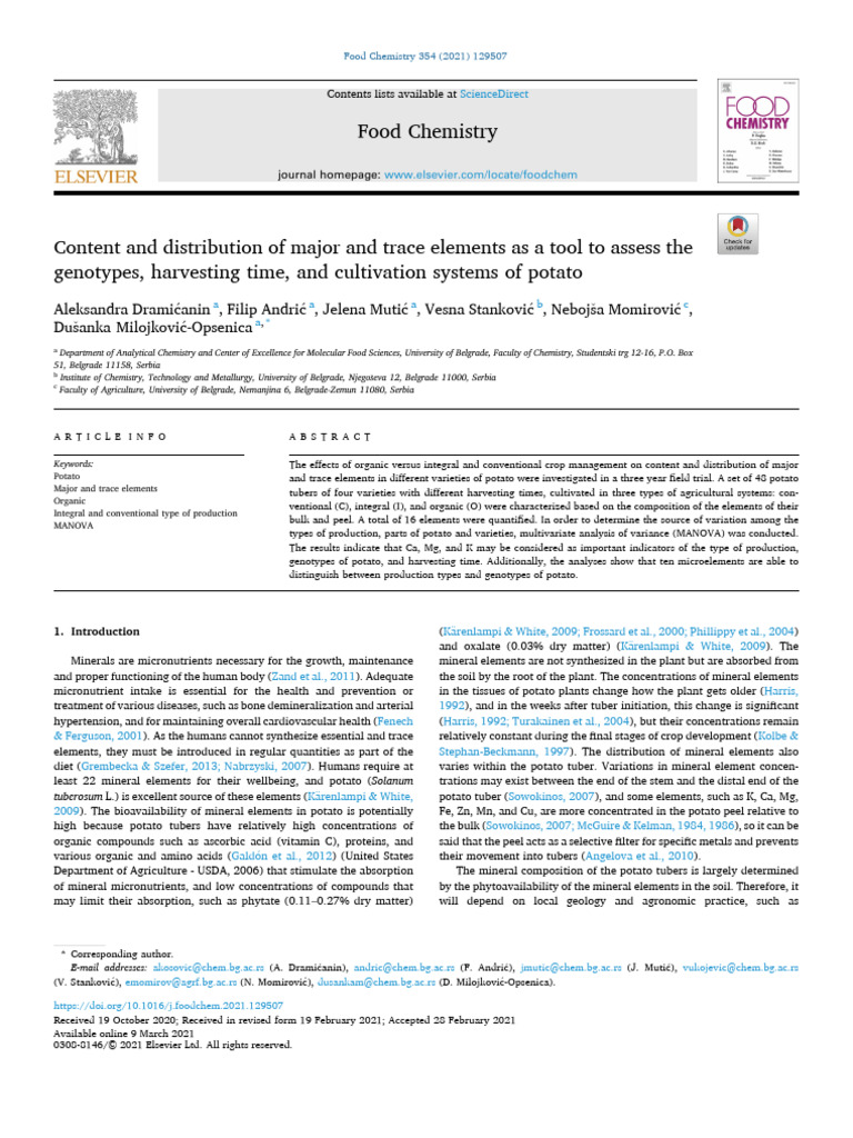 Content and Distribution of Major and Trace Elements As A Tool To ...