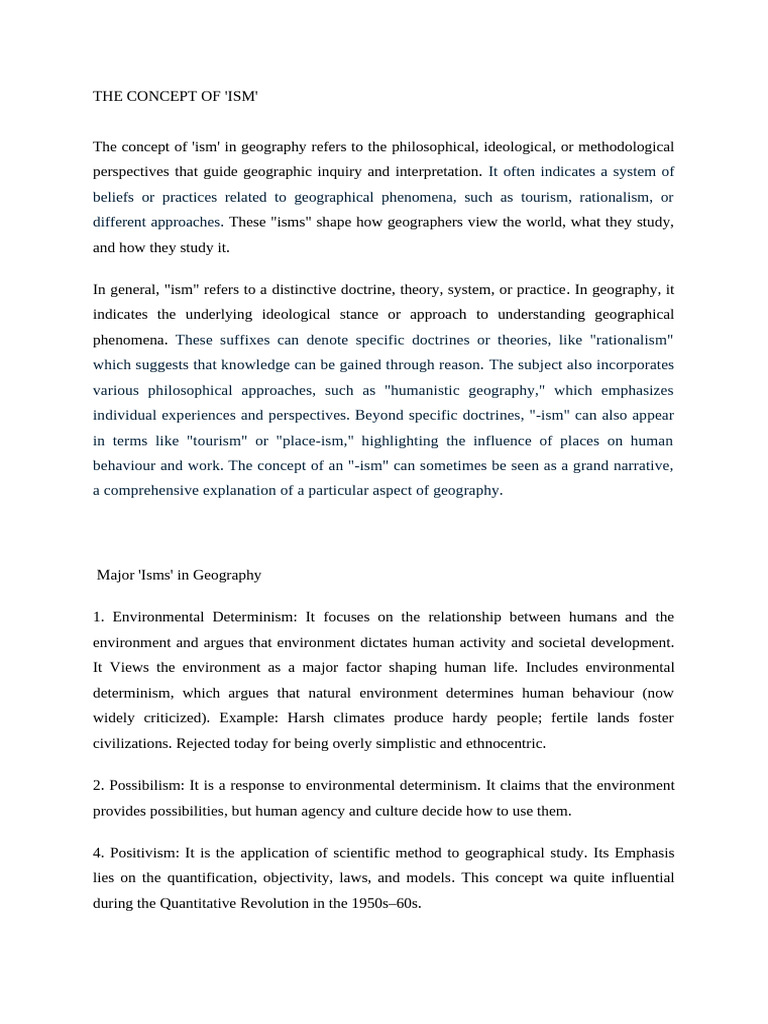 The Concept of ISM | PDF | Geography | Positivism