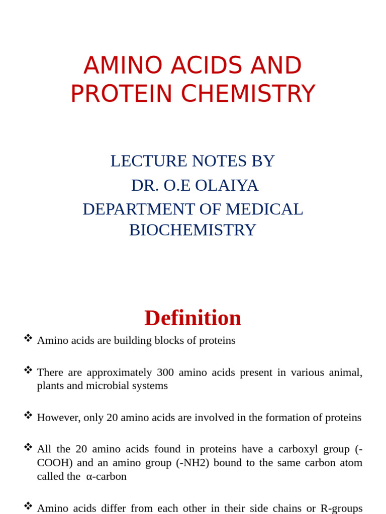 Amino Acids and Protein Chemistry Overview | PDF | Amino Acid | Proteins