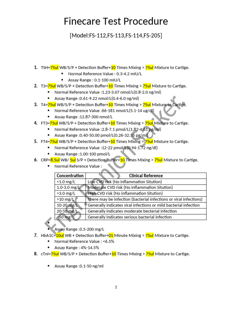 Finecare Test Procedure Overview | PDF | Medical Specialties | Clinical ...
