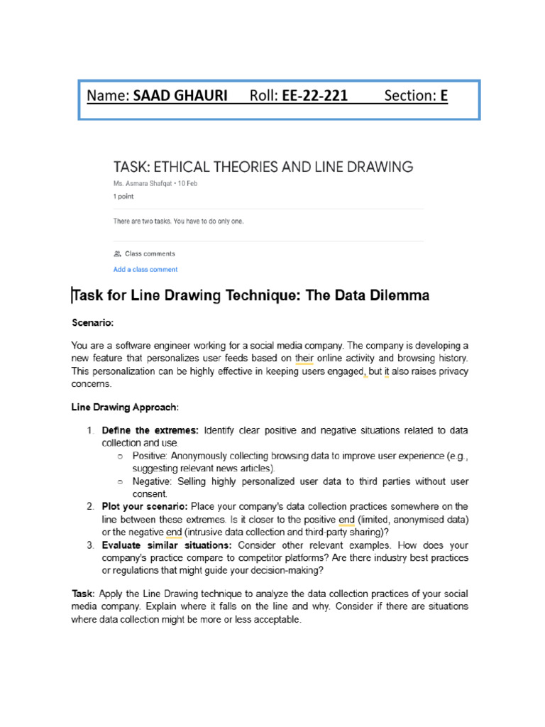 Task Ethical Theories and Line Drawing | PDF | Privacy | Computing