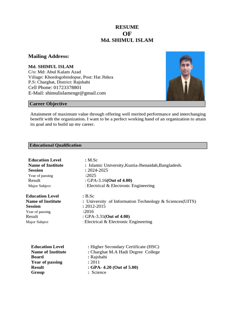 MD - Shimul Lslam - Update | PDF