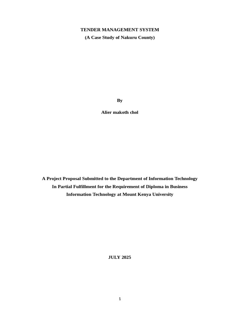 Tender Management System - Project | PDF | Online Advertising | Feasibility Study