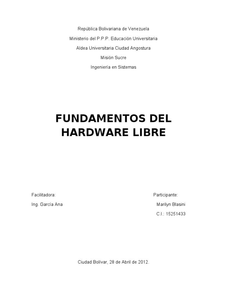 Fundamentos Del Hardware Libre | PDF | Software libre | Hardware de la computadora