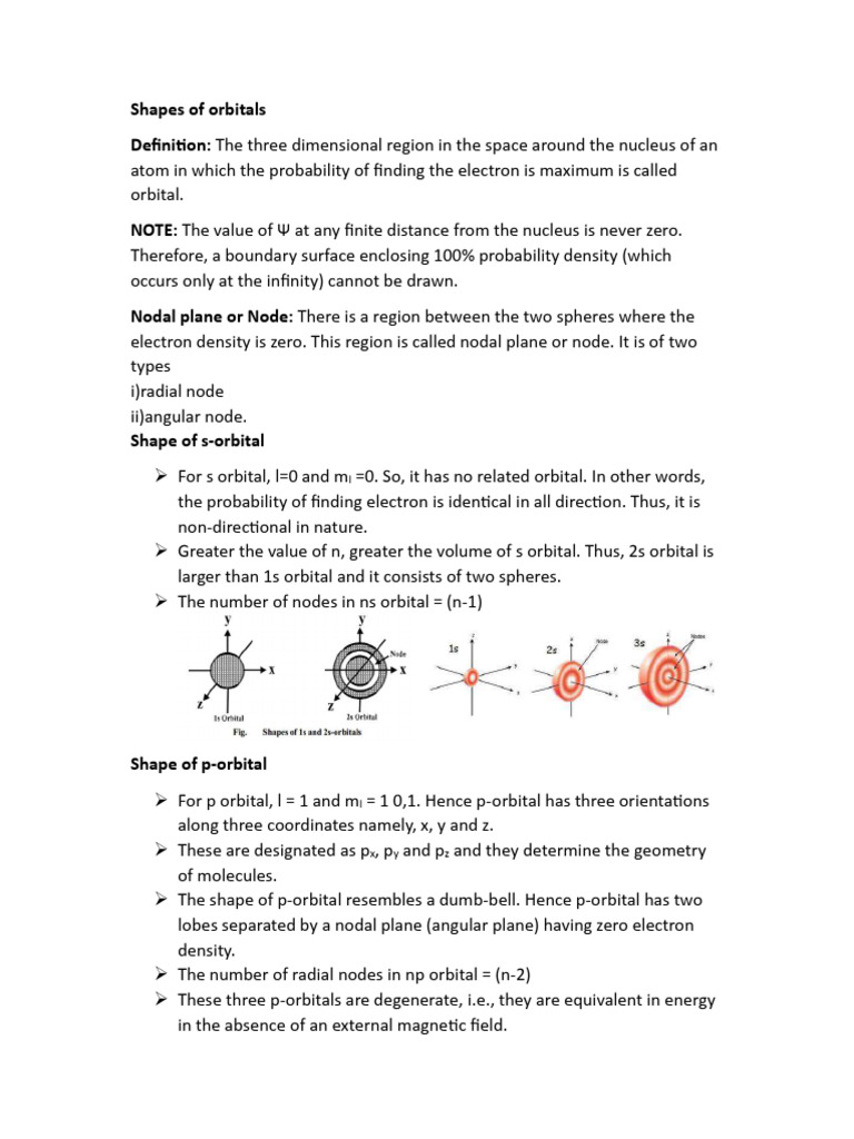 Orbital Shapes: s, p, and d Types Explained | PDF