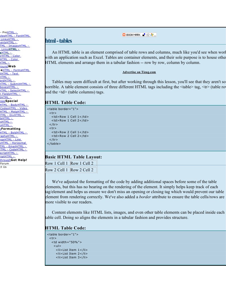 Table Pdf Html Element Html