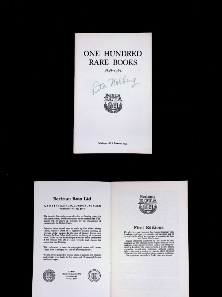 Rare Books Catalogue: Autumn 1973 | PDF