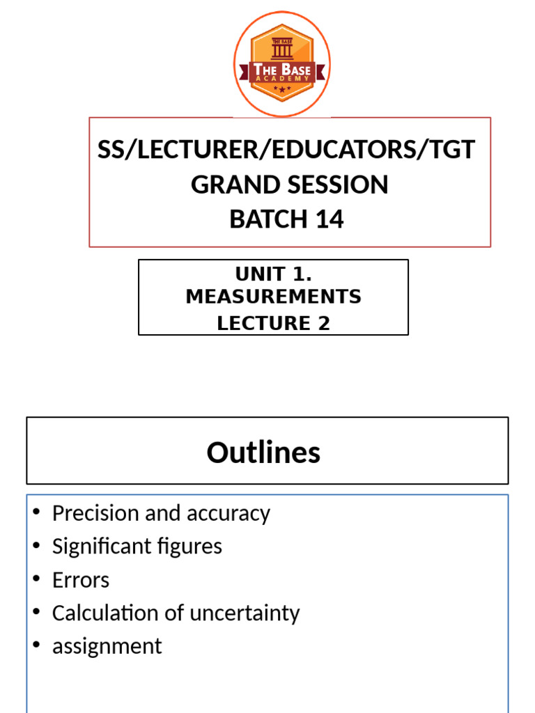 Unit 1 Measurement Lecture 2 | PDF | Significant Figures | Mathematics