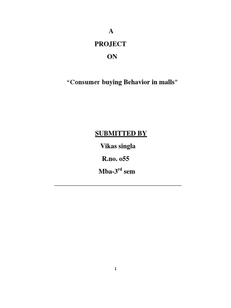 CB Project | PDF | Retail | Consumer Behaviour