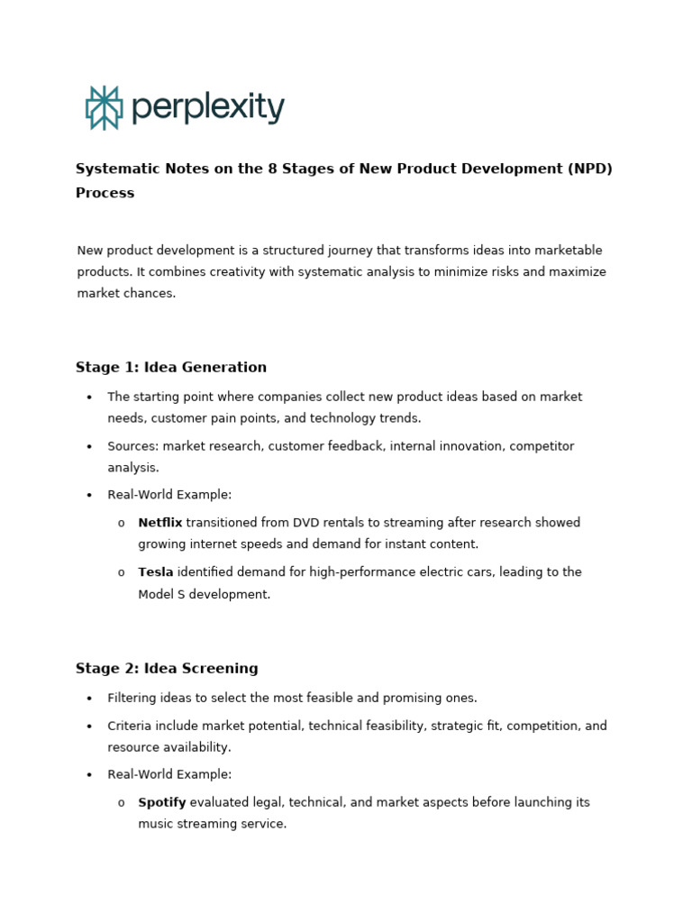 Systematic Notes On The 8 Stages of New Product de | PDF | New Product ...