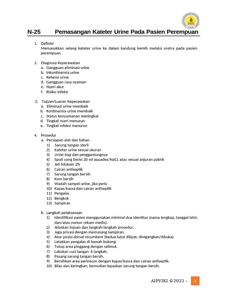 Sop Pemasangan Kateter | PDF