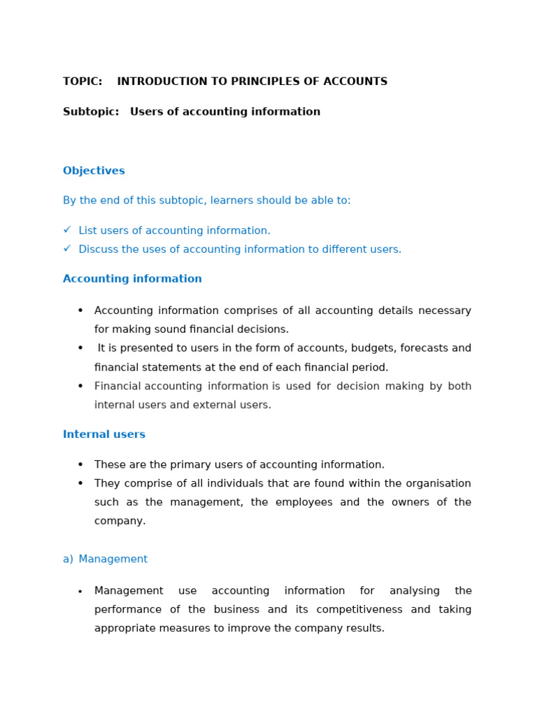 Users of Accounting Information | PDF | Accounting | Taxes