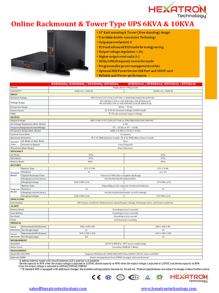 Rackmount & Tower UPS 6KVA/10KVA Guide | PDF | Power Electronics ...