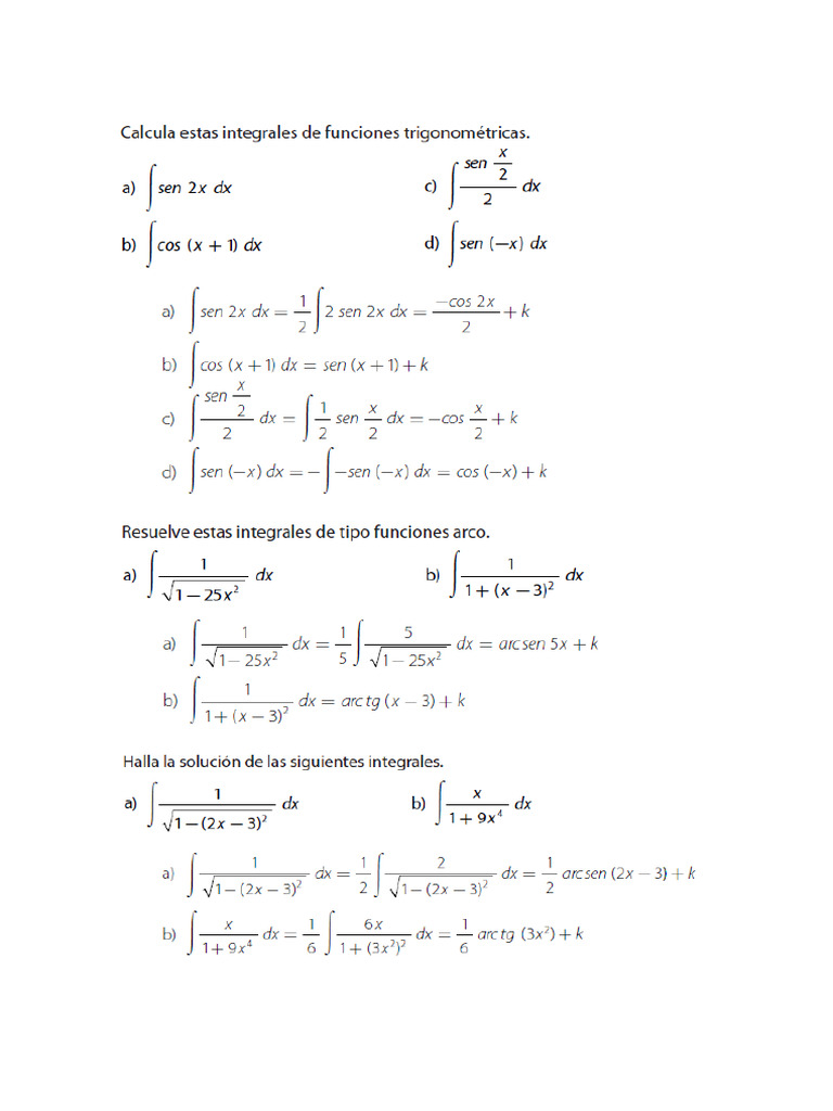 Ejercicios Resueltos de Integrales | PDF