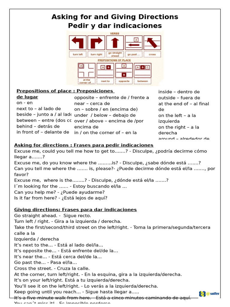 Frases Clave para Pedir y Dar Direcciones | PDF