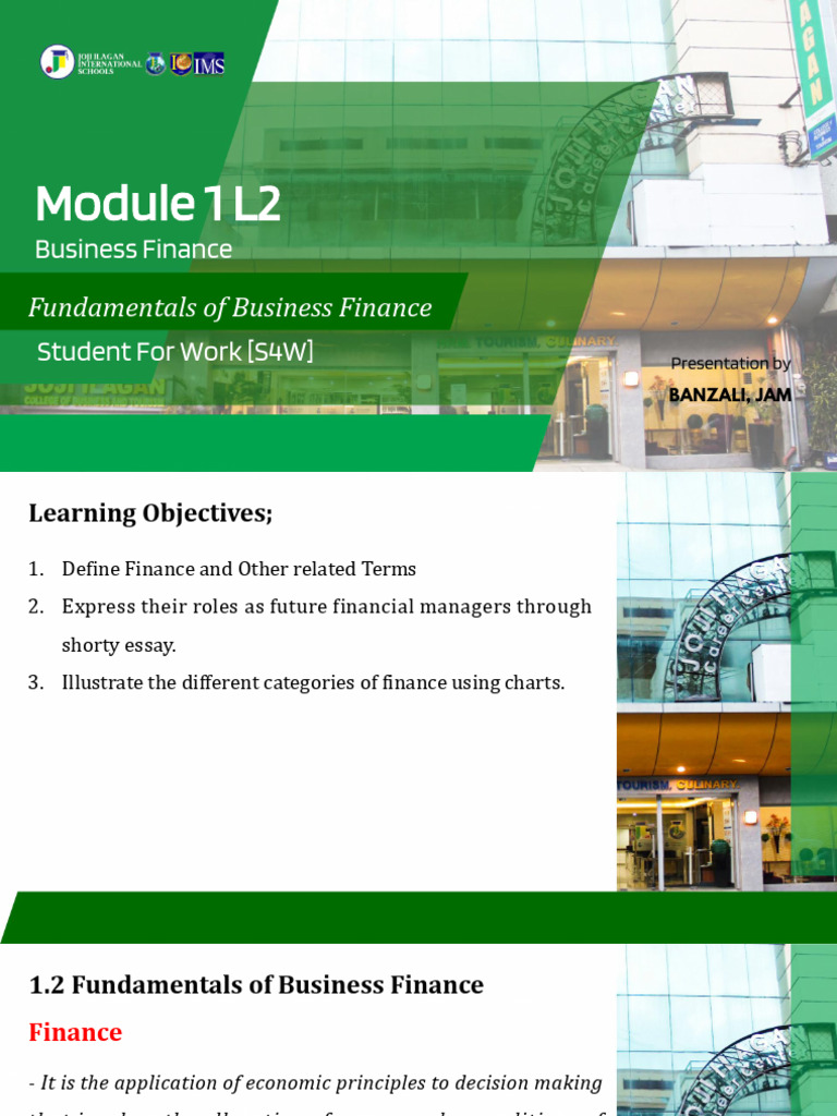 Module 1 L2 Business Finance | PDF | Investing | Business