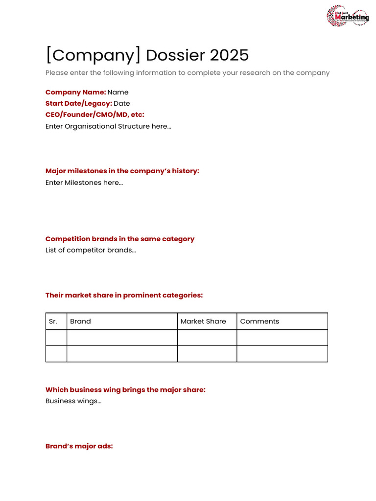 Company Dossier Template by NJM | PDF