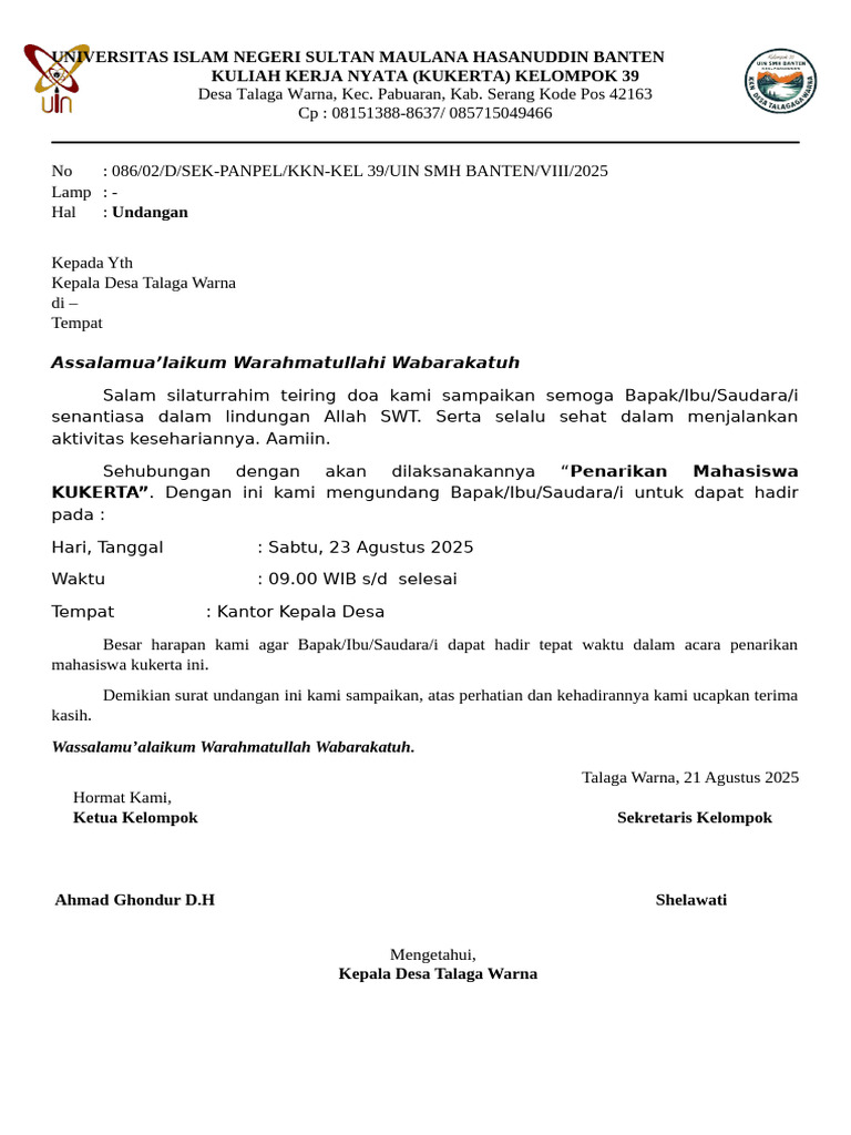 Surat Undangan Pamitan | PDF