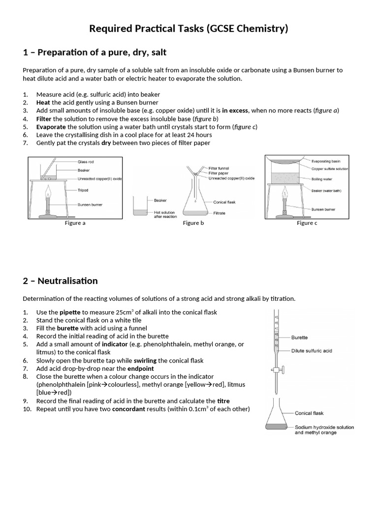 GCSE Chemistry Practical Tasks Guide | PDF | Precipitation (Chemistry ...