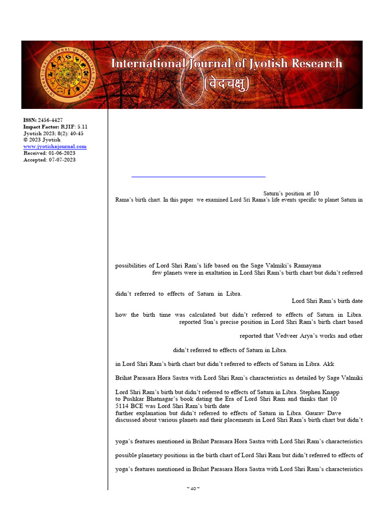Grief and Respite Planet Saturn Bequeathed Lord Sri Rama | PDF ...