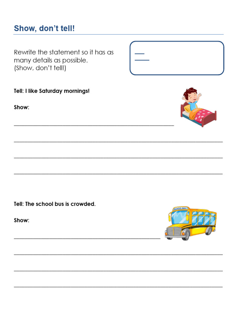 Grade 3 Writing Show Not Tell Rqe | PDF