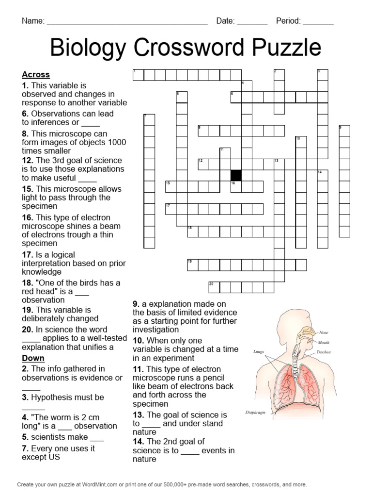Biology Crossword Puzzle 217c1 62f7b763 | PDF | Science