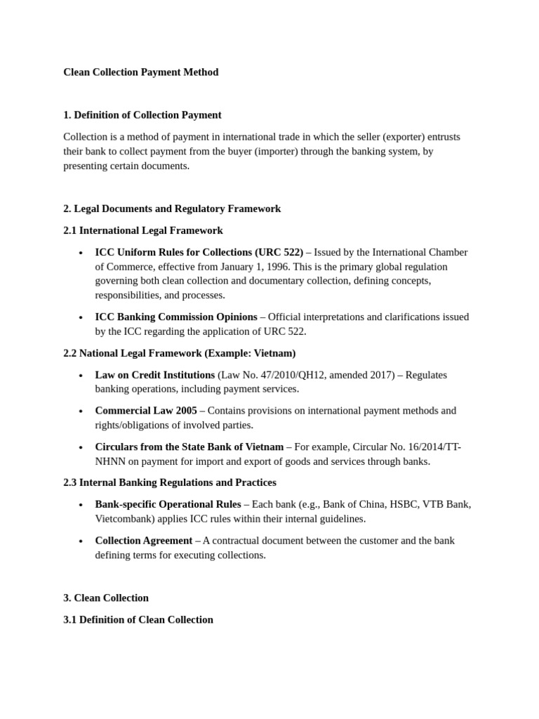 Clean Collection Payment Method Explained | PDF | Banks | Payments