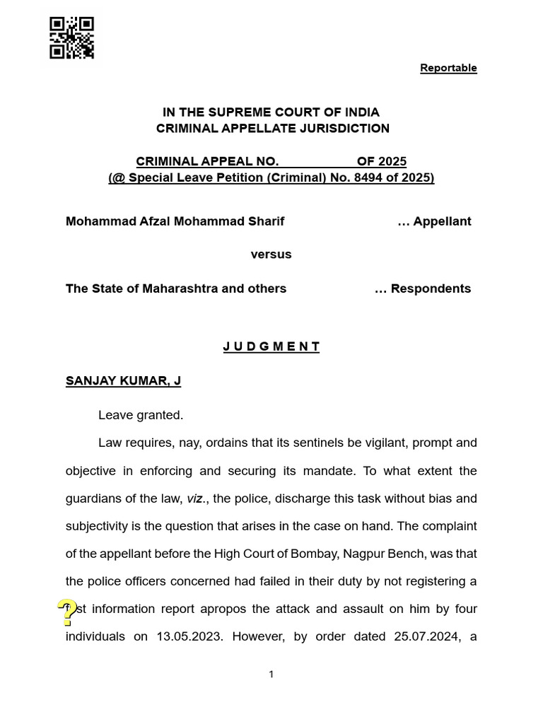 Mohammad Afzal Mohammad Sharif v. State of Maharashtra 2025 INSC 1100 ...