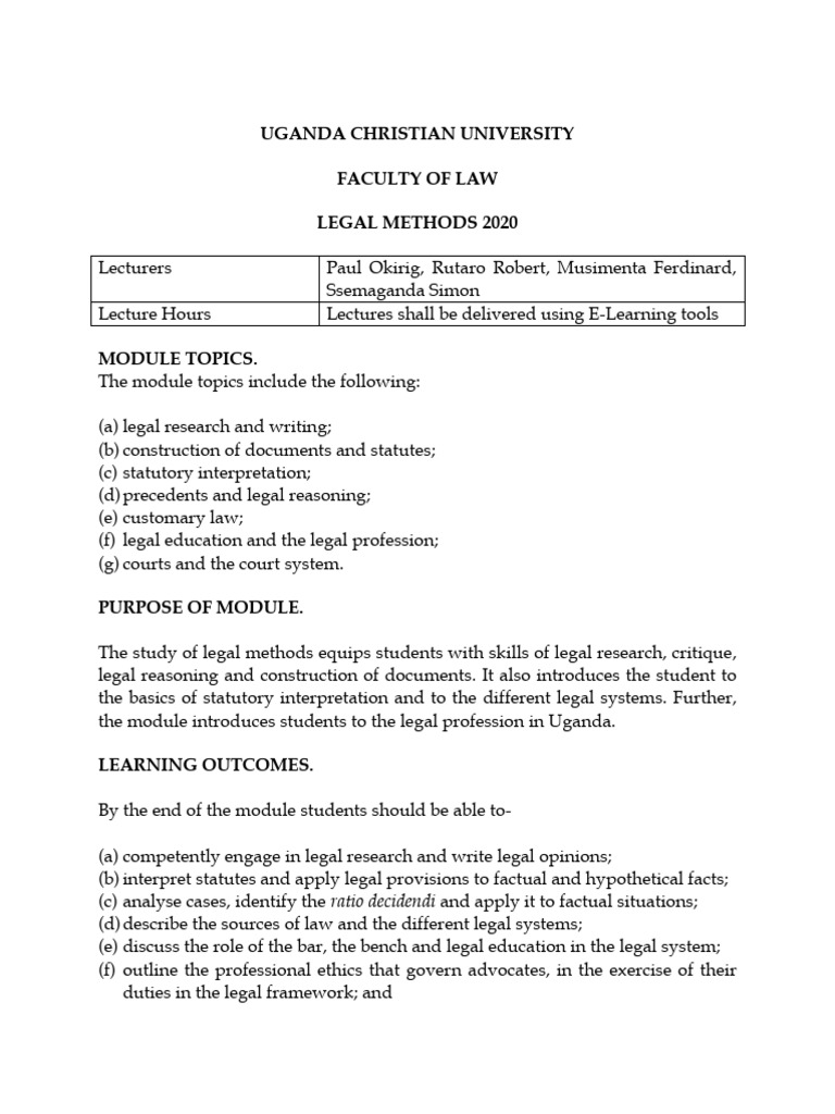 Legal Methods Reading List 2020 | PDF | Precedent | Statutory ...