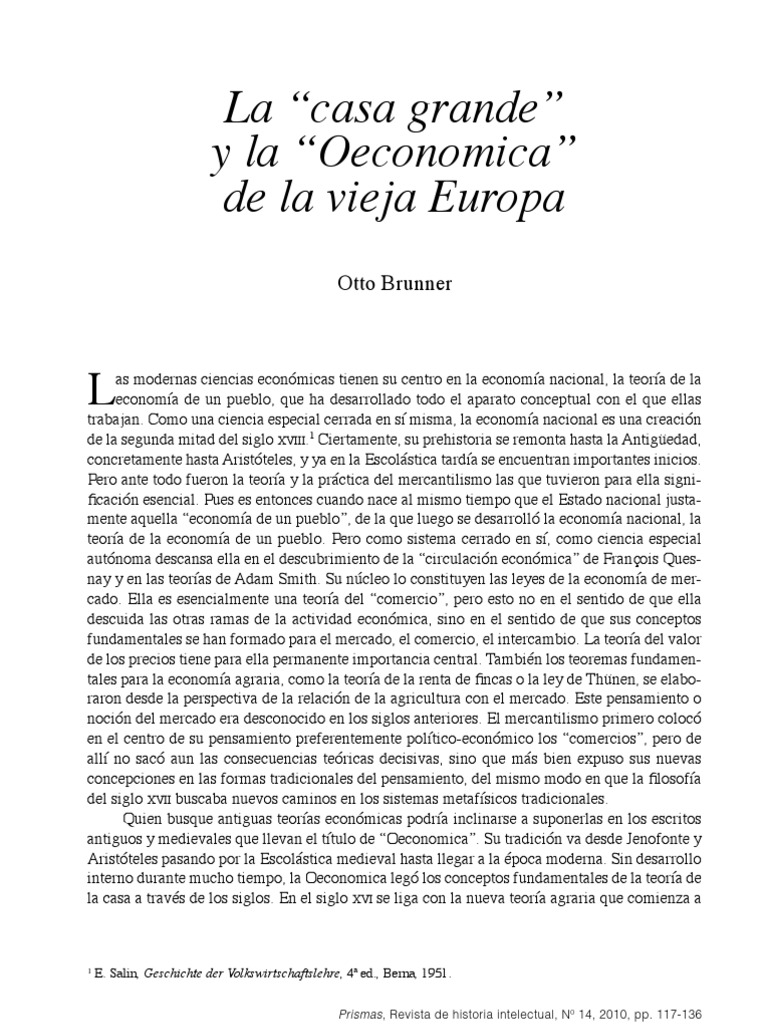 Otto Brunner - La Casa Grande y La Oeconomica de La Vieja Europa ...