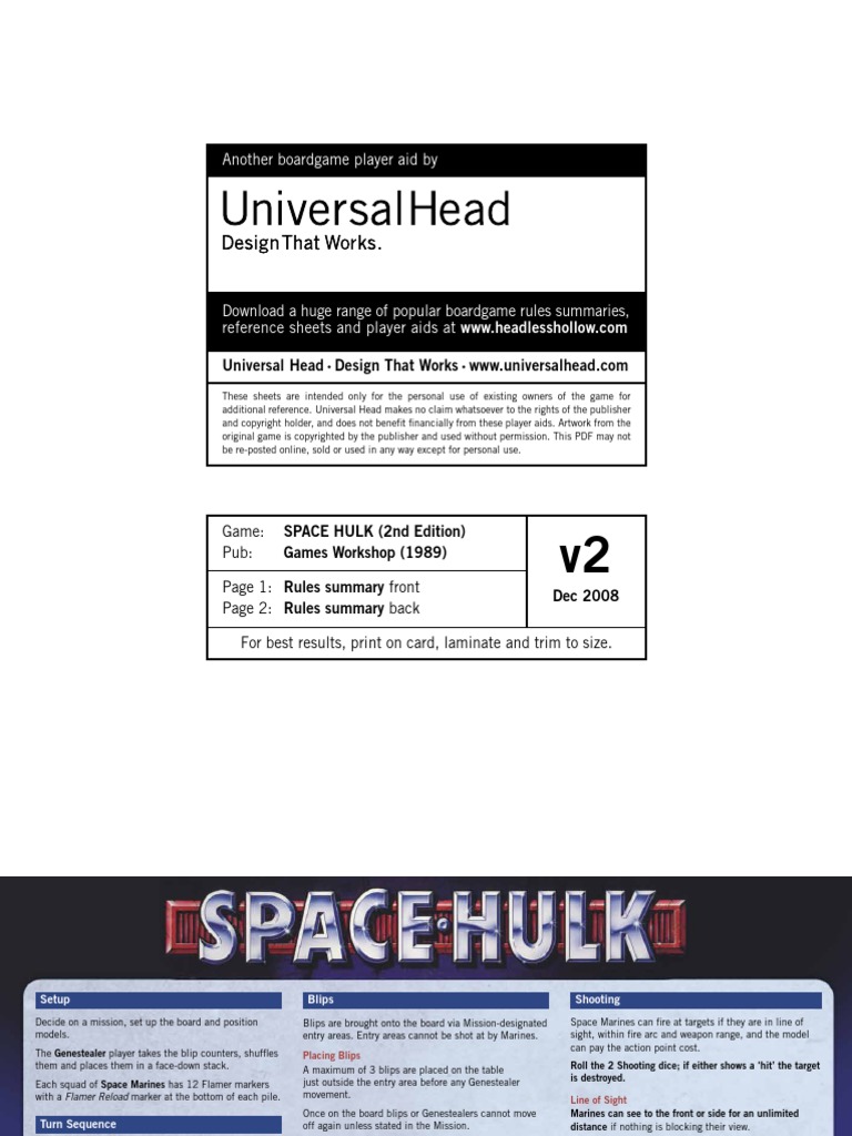 SpaceHulk v2 | PDF | Gaming | Tabletop Games