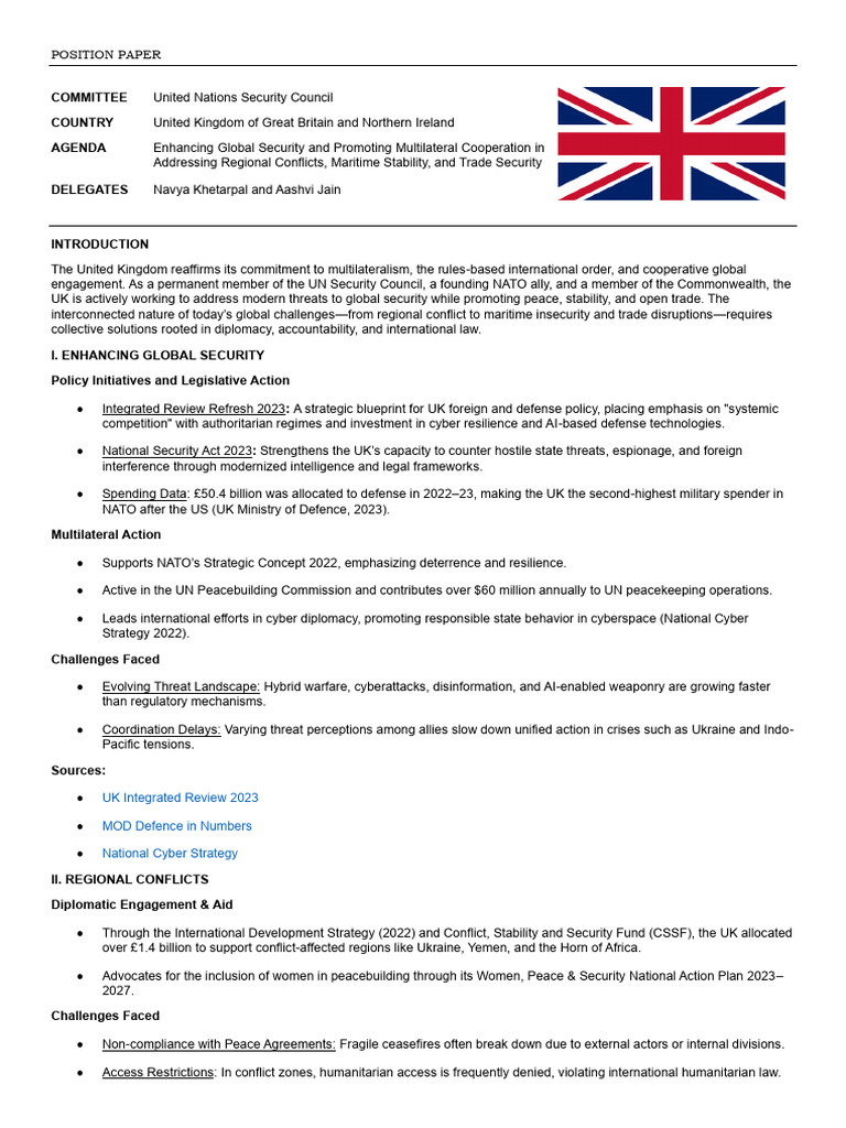 Position Paper (Uk) | PDF | International Relations | Global Politics