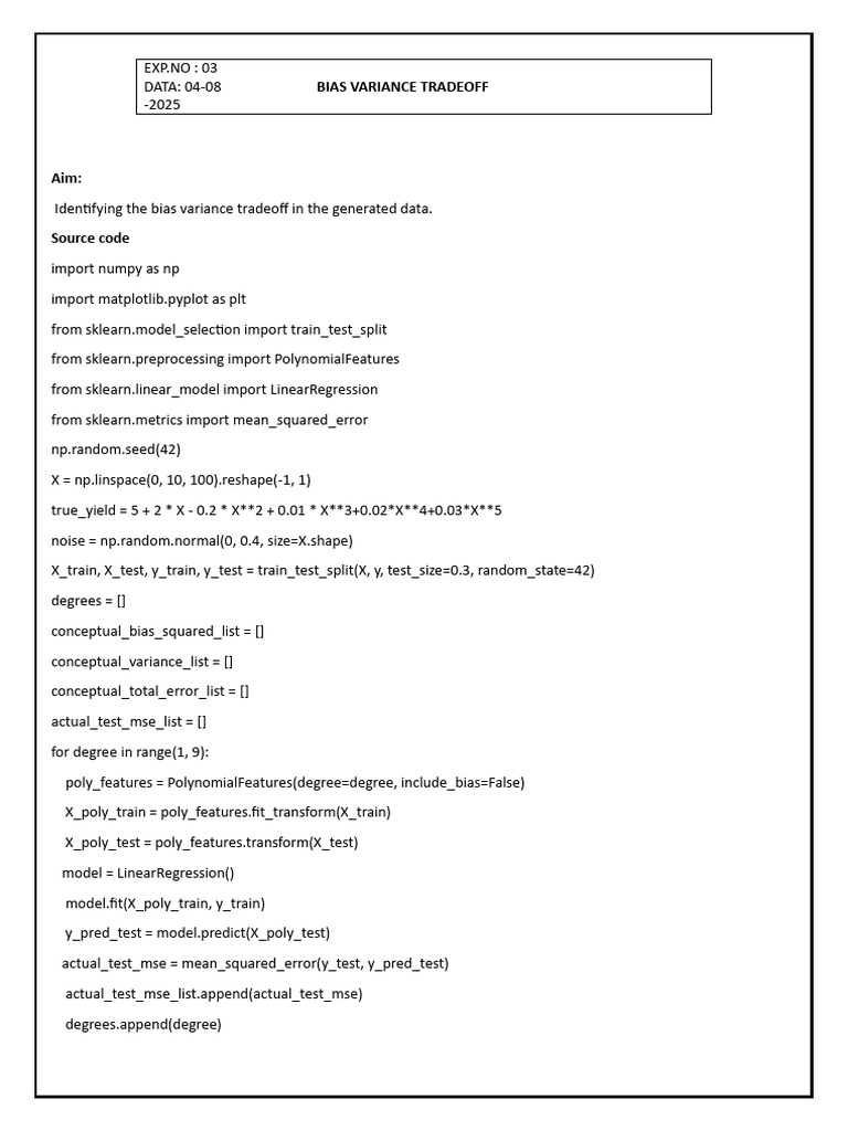 Bias Variance | PDF | Statistical Analysis | Teaching Mathematics