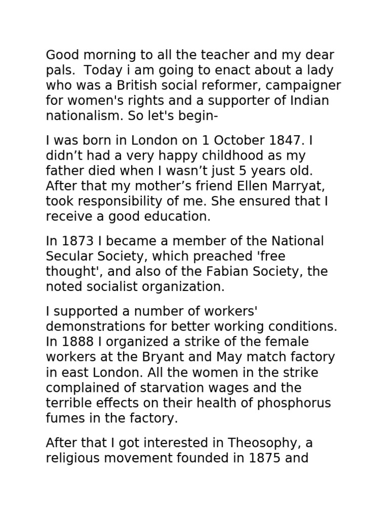 Annie Besant: Advocate for India | PDF