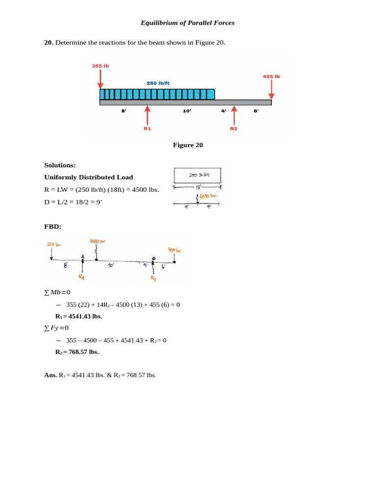 Equilibrium of Parallel Forces | PDF