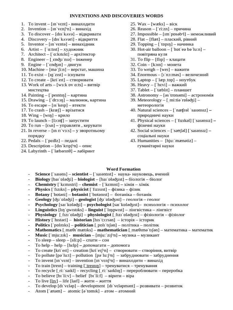 Inventions and Discoveries Words | PDF