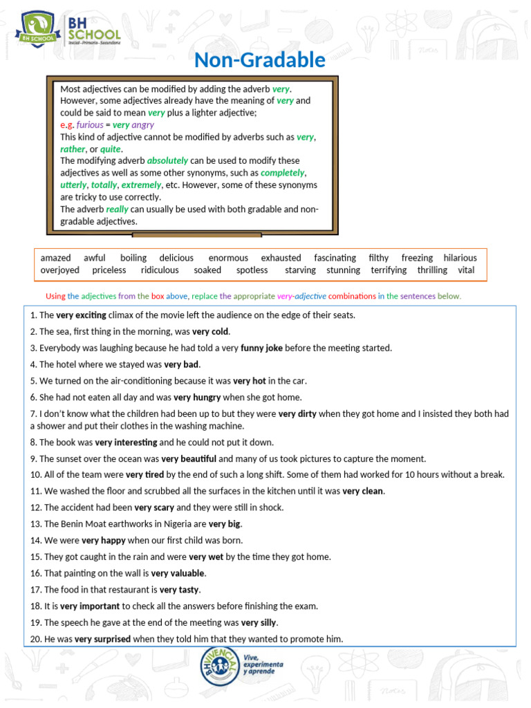 Gradable and Non-Gradable Adjectives | PDF | Adjective | Adverb