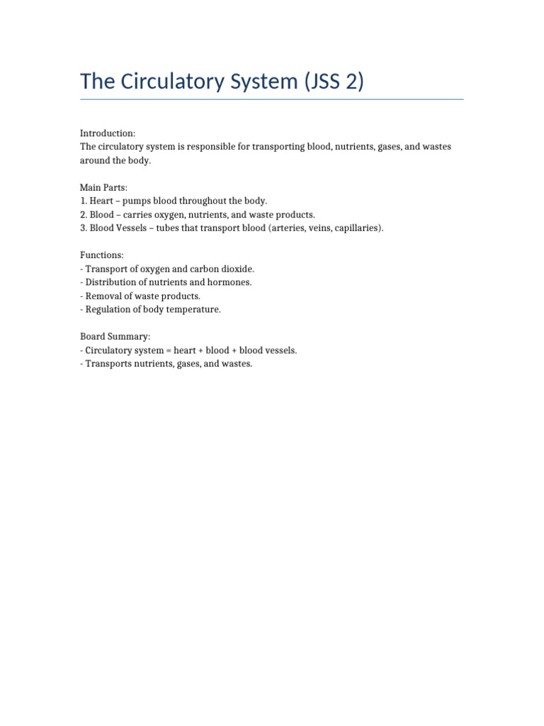 Circulatory System | PDF