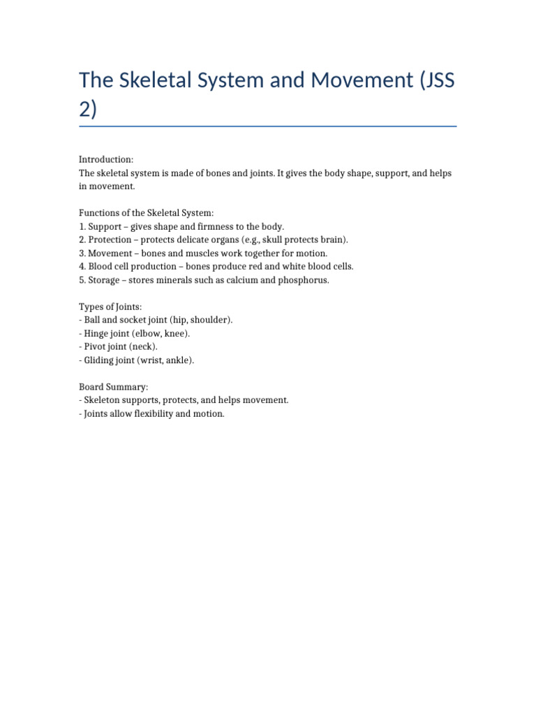 Skeletal System Movement | PDF