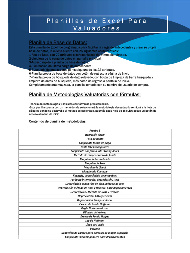 Planillas Excel para Valuadores Inmobiliarios | PDF | Microsoft Excel ...