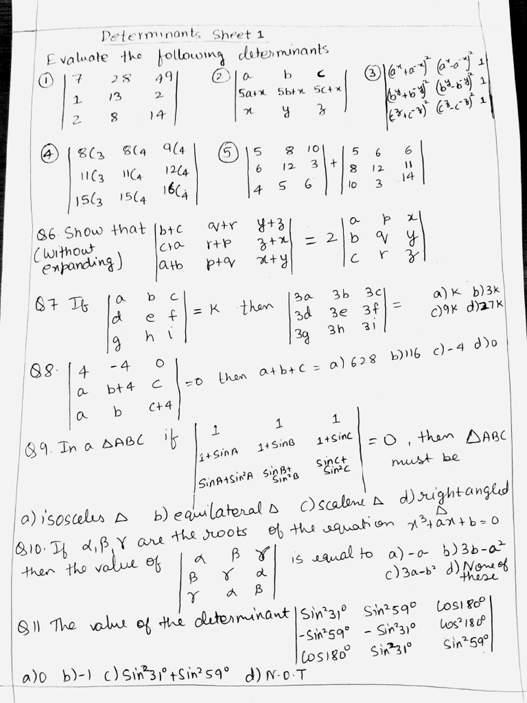 Determinants and Triangle Properties Analysis | PDF