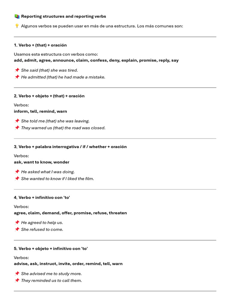 Reporting Structures and Reporting Verbs | PDF