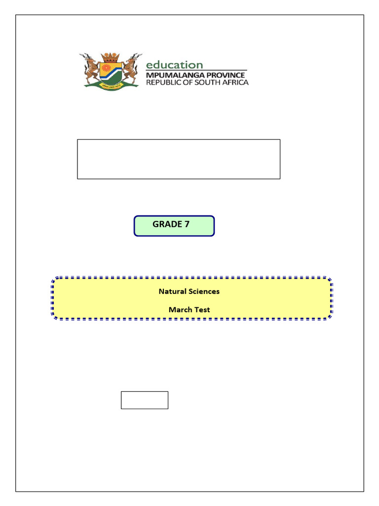 Grade 7 Natural Sciences March Test | PDF | Whales | Tooth