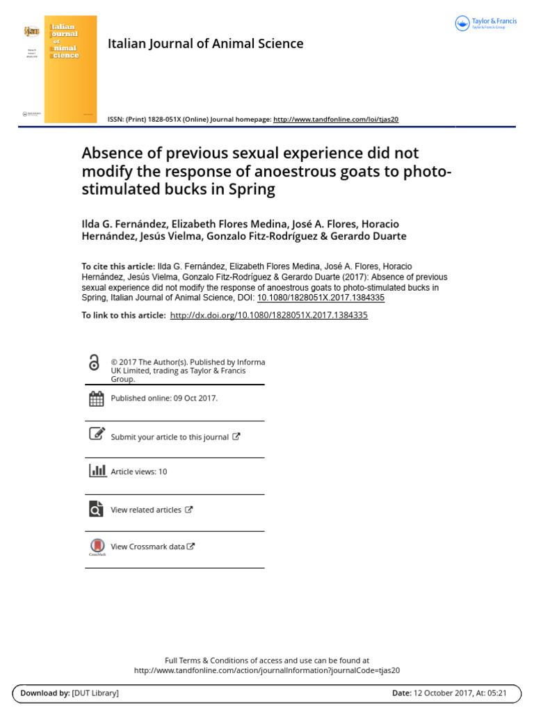 Absence For Previous Sexual Experience Did Not Modift The Response of ...