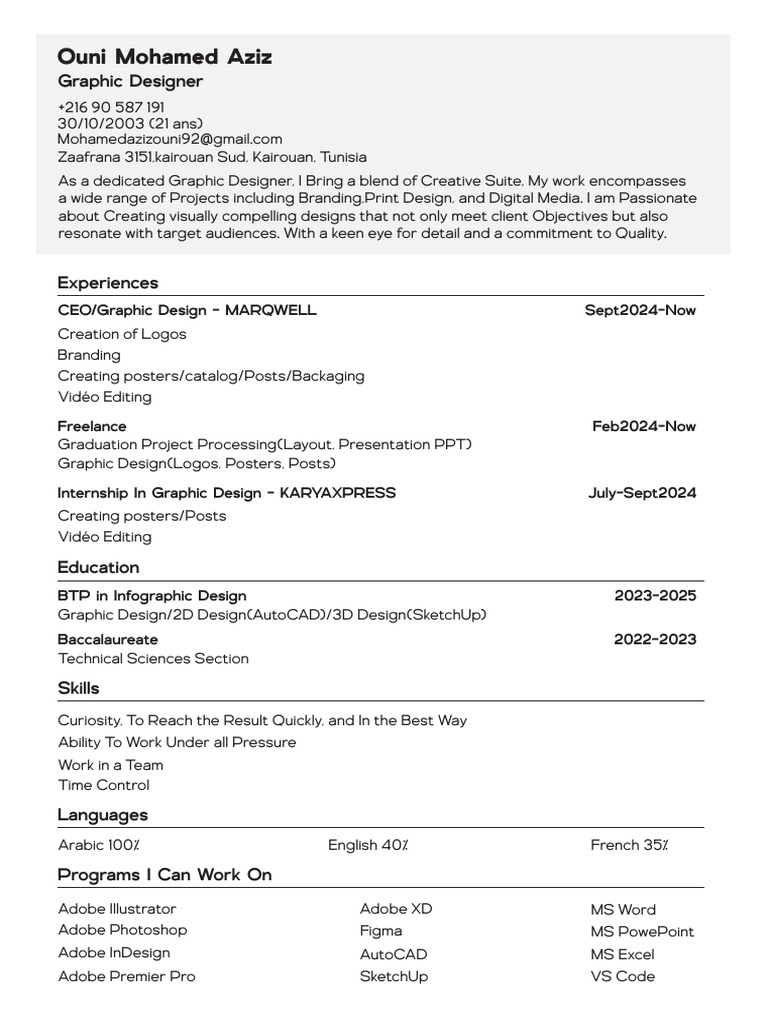 CV Mohamed Aziz Ouni1 | PDF