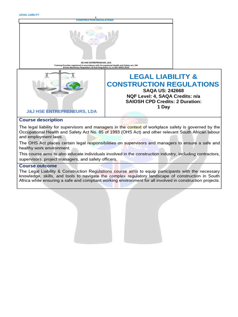 Legal Liability in Construction Safety | PDF | Occupational Safety And ...