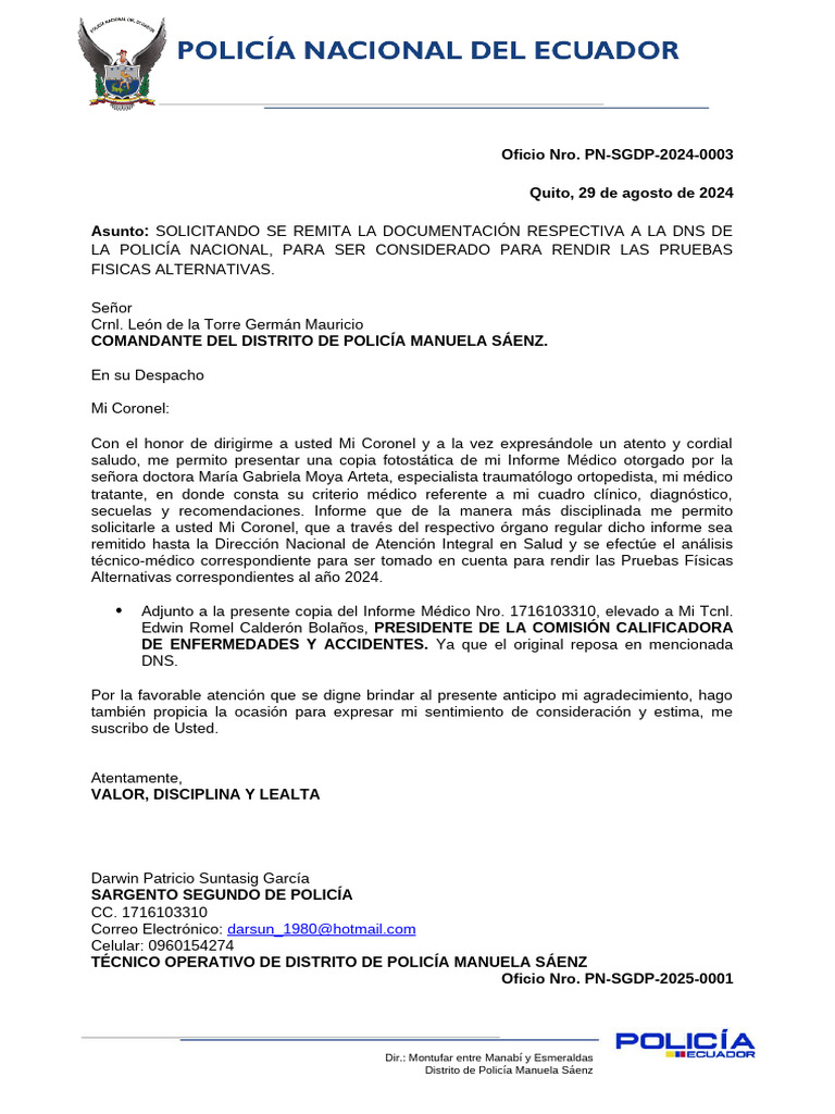 Oficio Cita Medica Dpms | PDF | Medicina