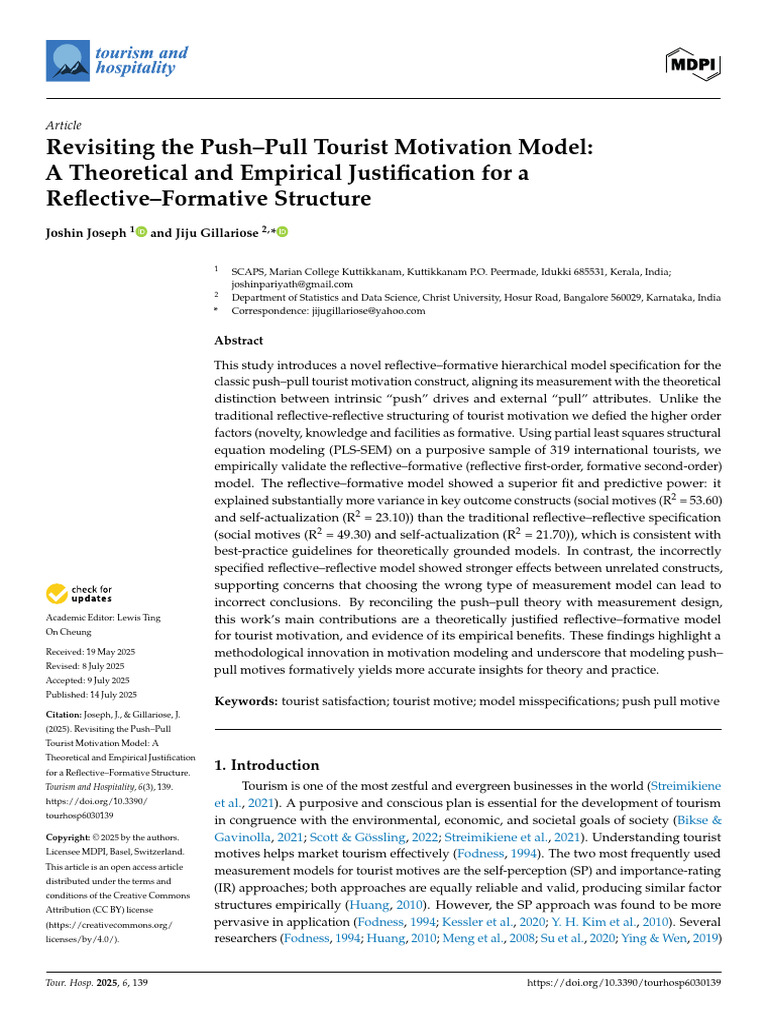 Revisiting The Push-Pull Tourist Motivation Model | PDF | Structural ...