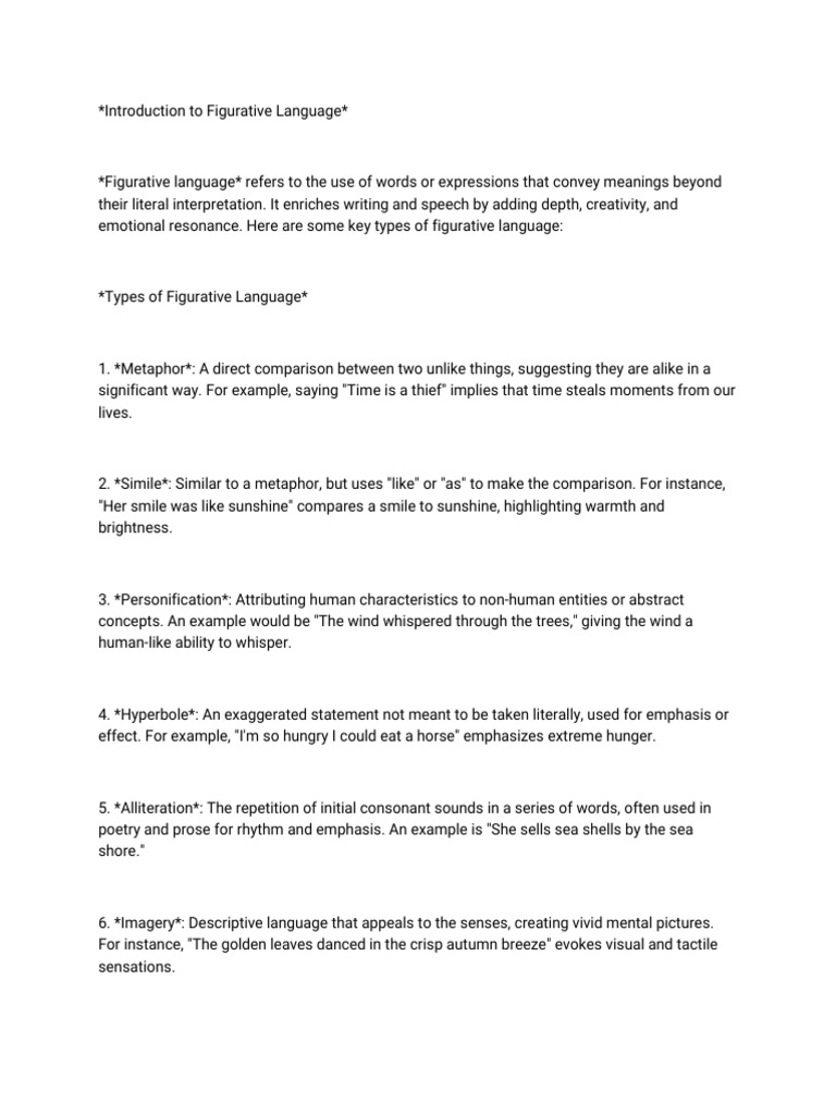 Introduction To Figurative Language | PDF